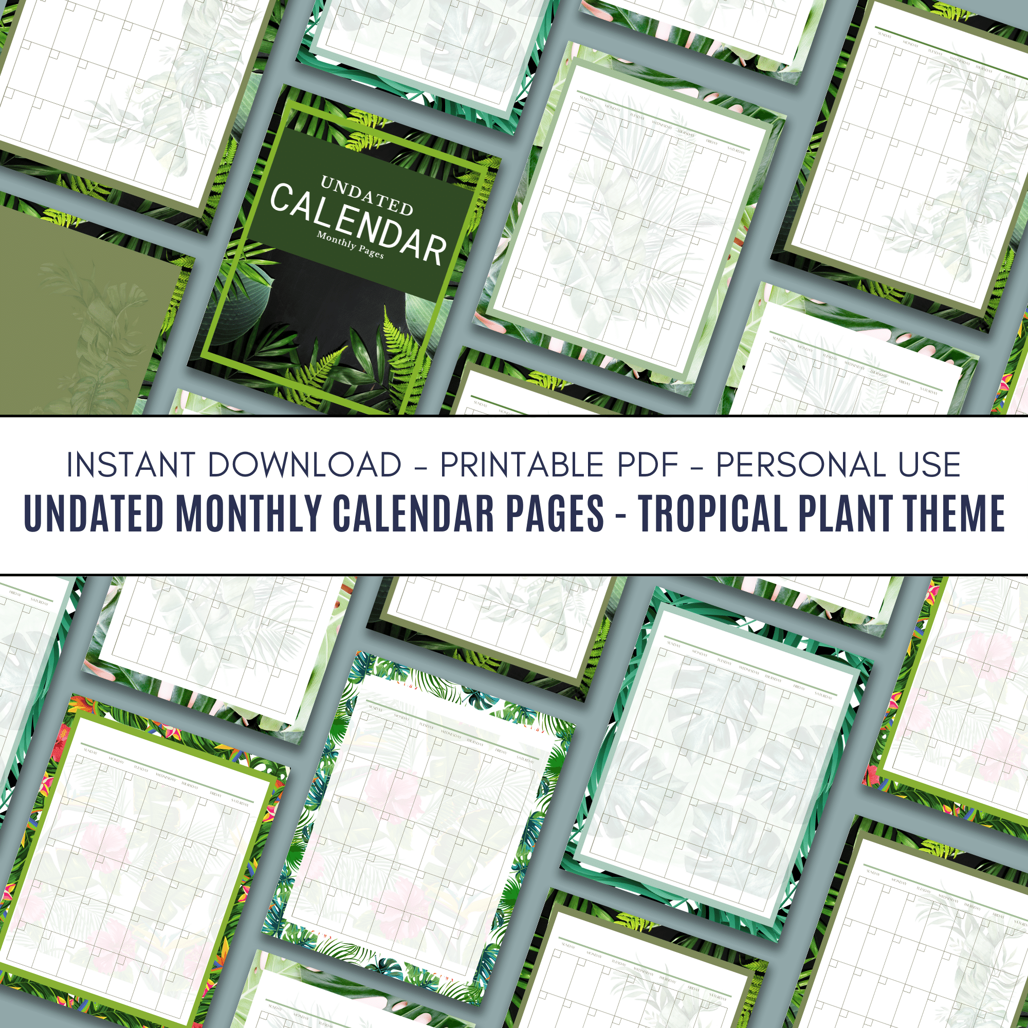 Tropical Undated Monthly Calendar – BittySpire